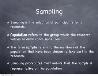 Research Methods in Psychology Sampling and Experimental Design | PDF