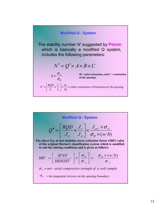 Rock mass classification or rock mass rating of rock materials in civil ...