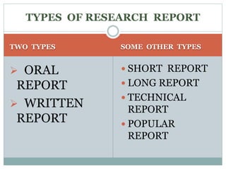 RESEARCH REPORT | PPT