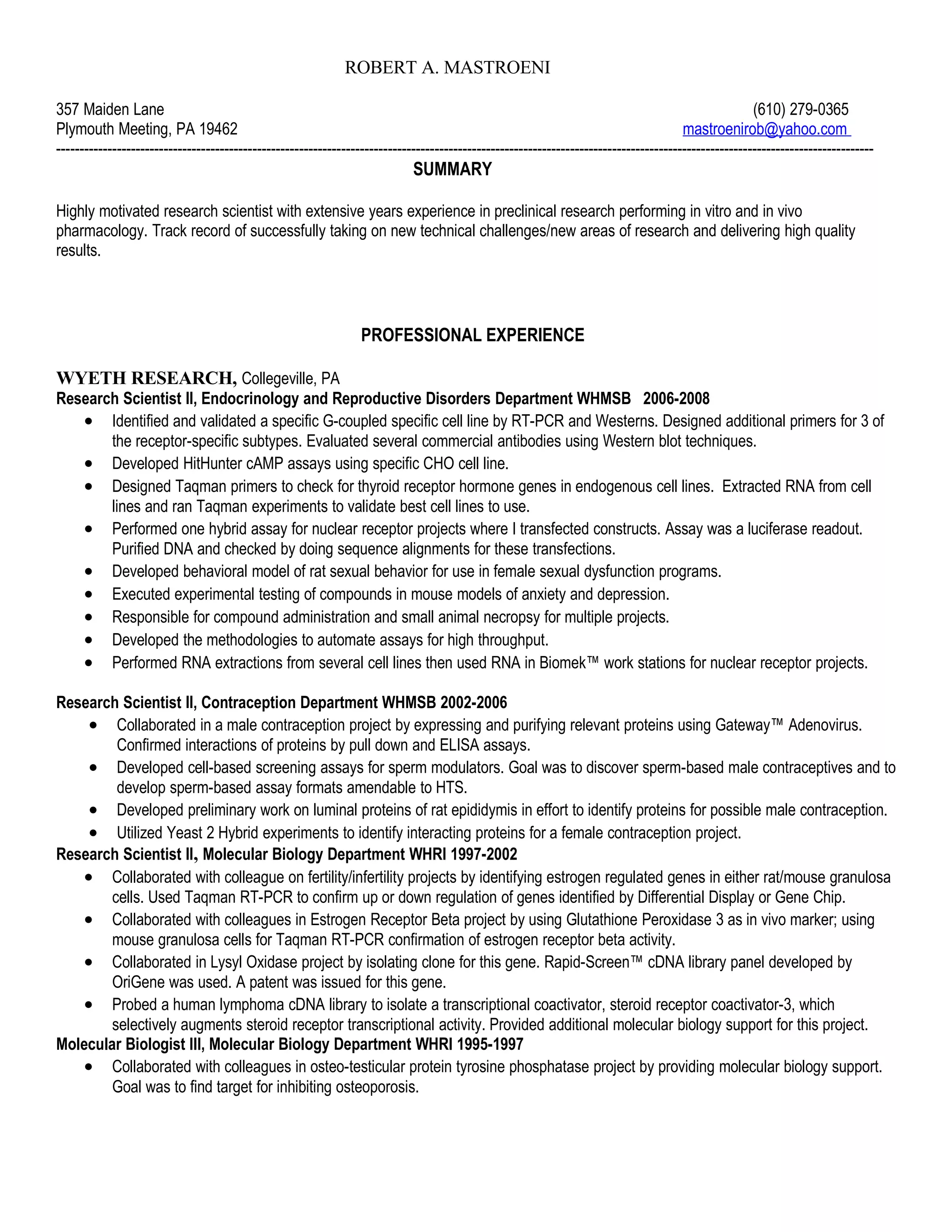 Rm Resumev5 2 09 | DOC