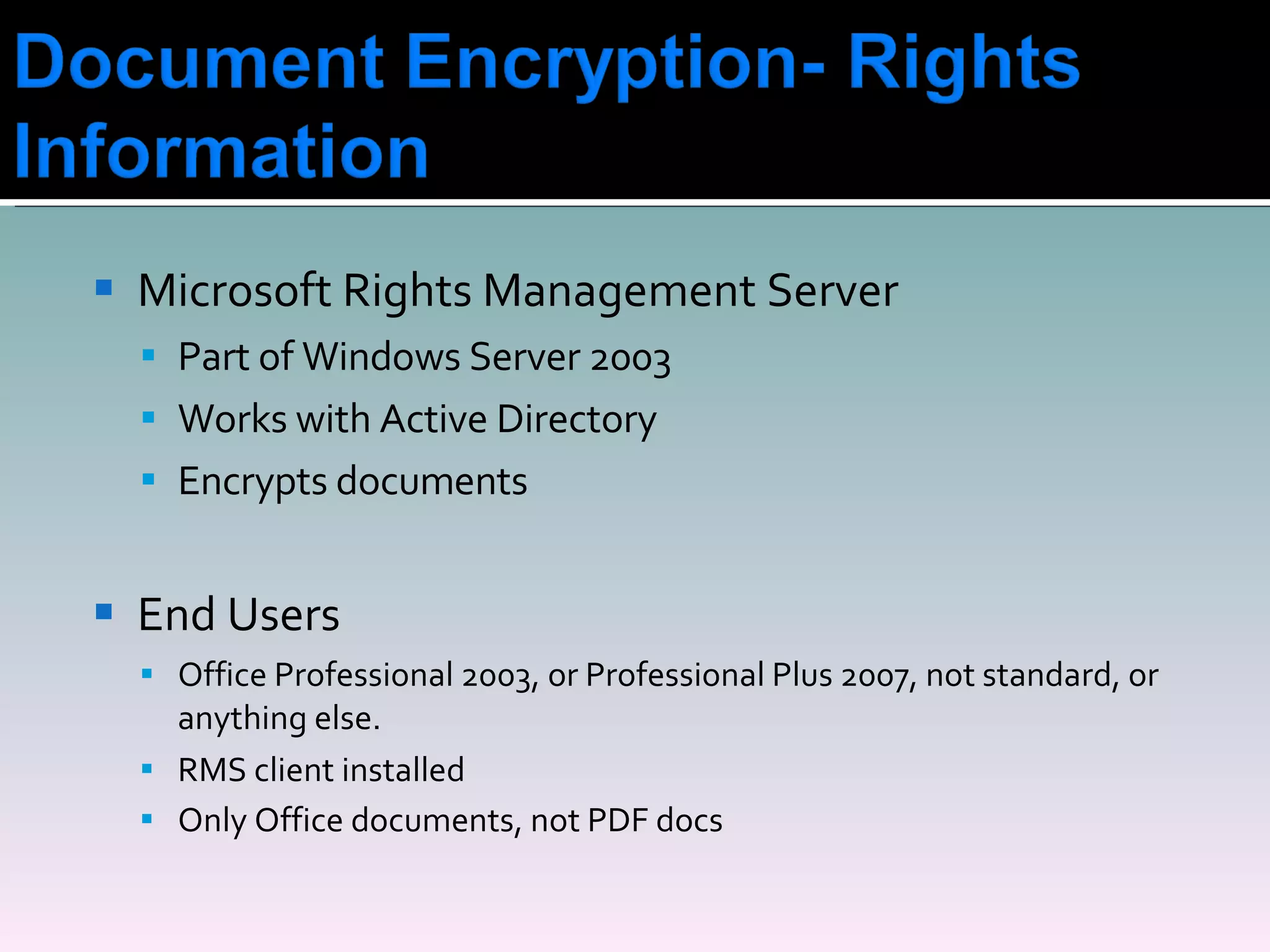 Microsoft Rights Management | PPT