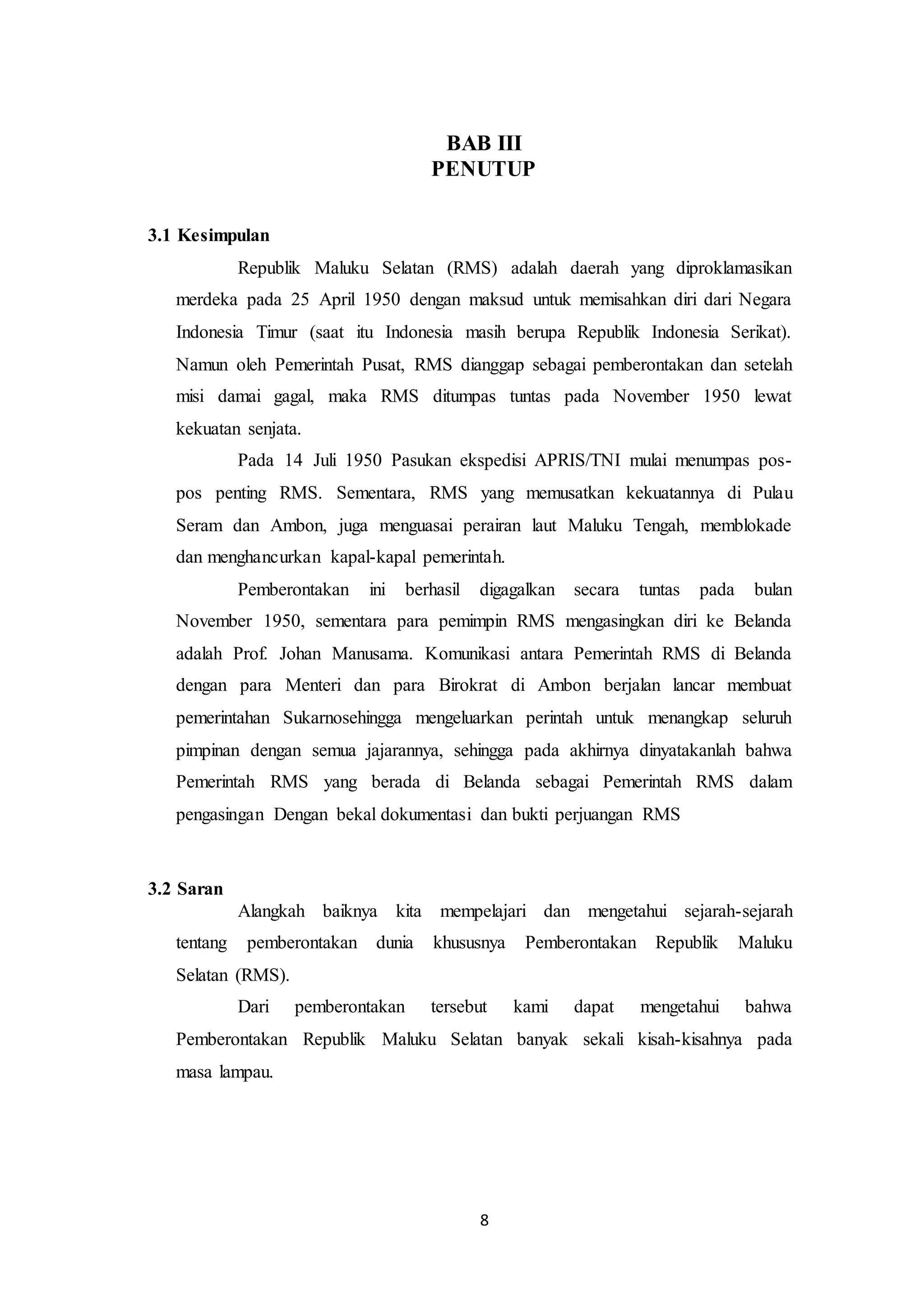 Republik Maluku Selatan | DOCX