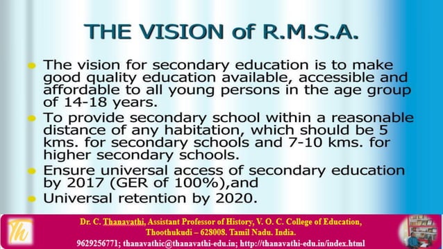 Rashtriya Madhyamik Shiksha Abhiyan (RMSA) | PPT