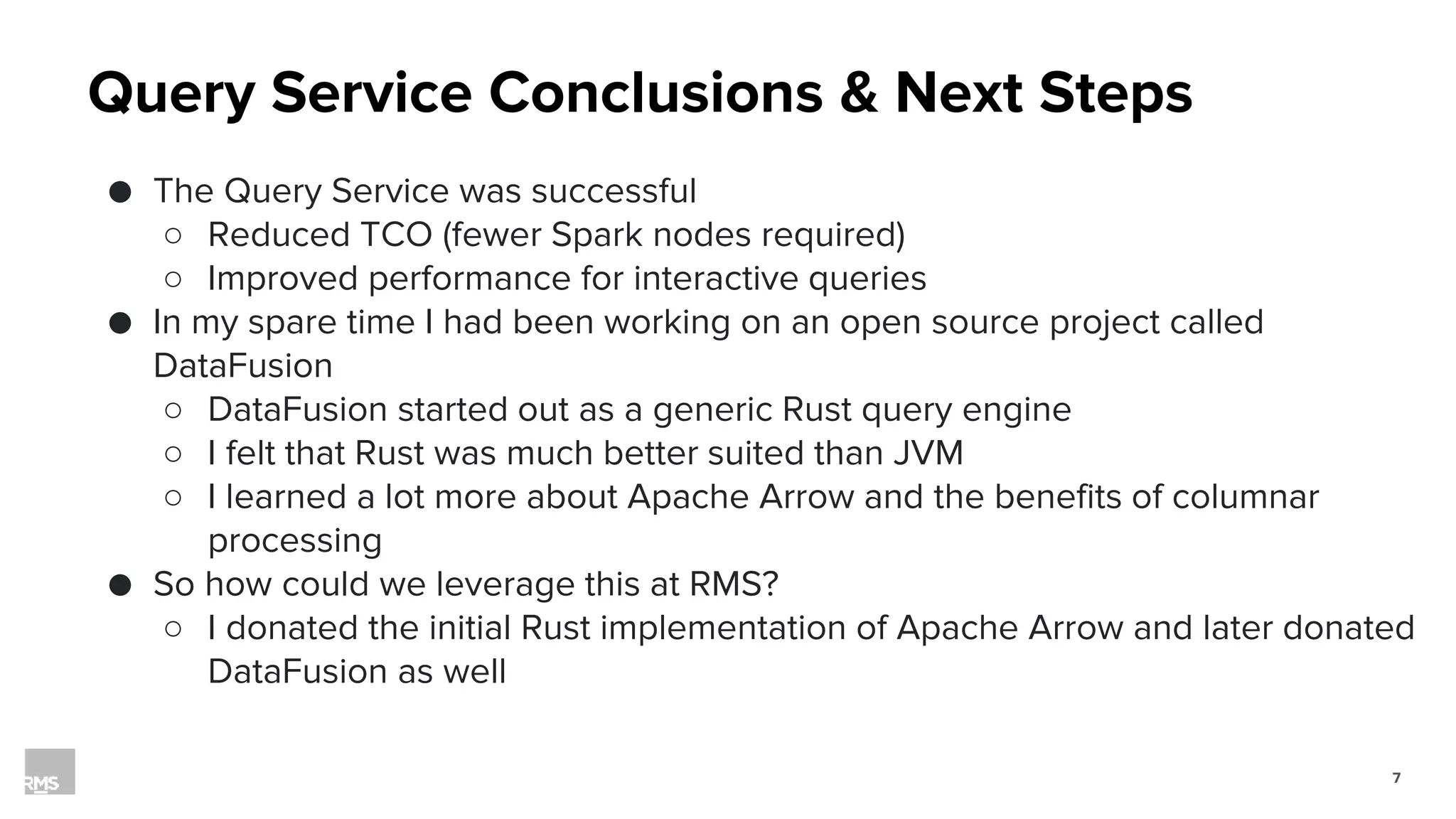 Rust & Apache Arrow @ RMS | PPTX