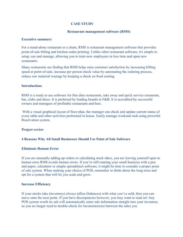 Rms case study | PDF | Business | Business and Finance