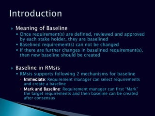 Requirement Baselining in RMsis | PPTX