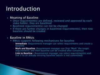 Requirement Baselining in RMsis | PPT