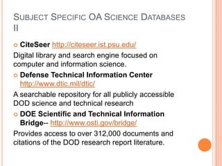 Open access Science Resources -- Rockly Mountain SLA Virtual Lunch presentation | PPT