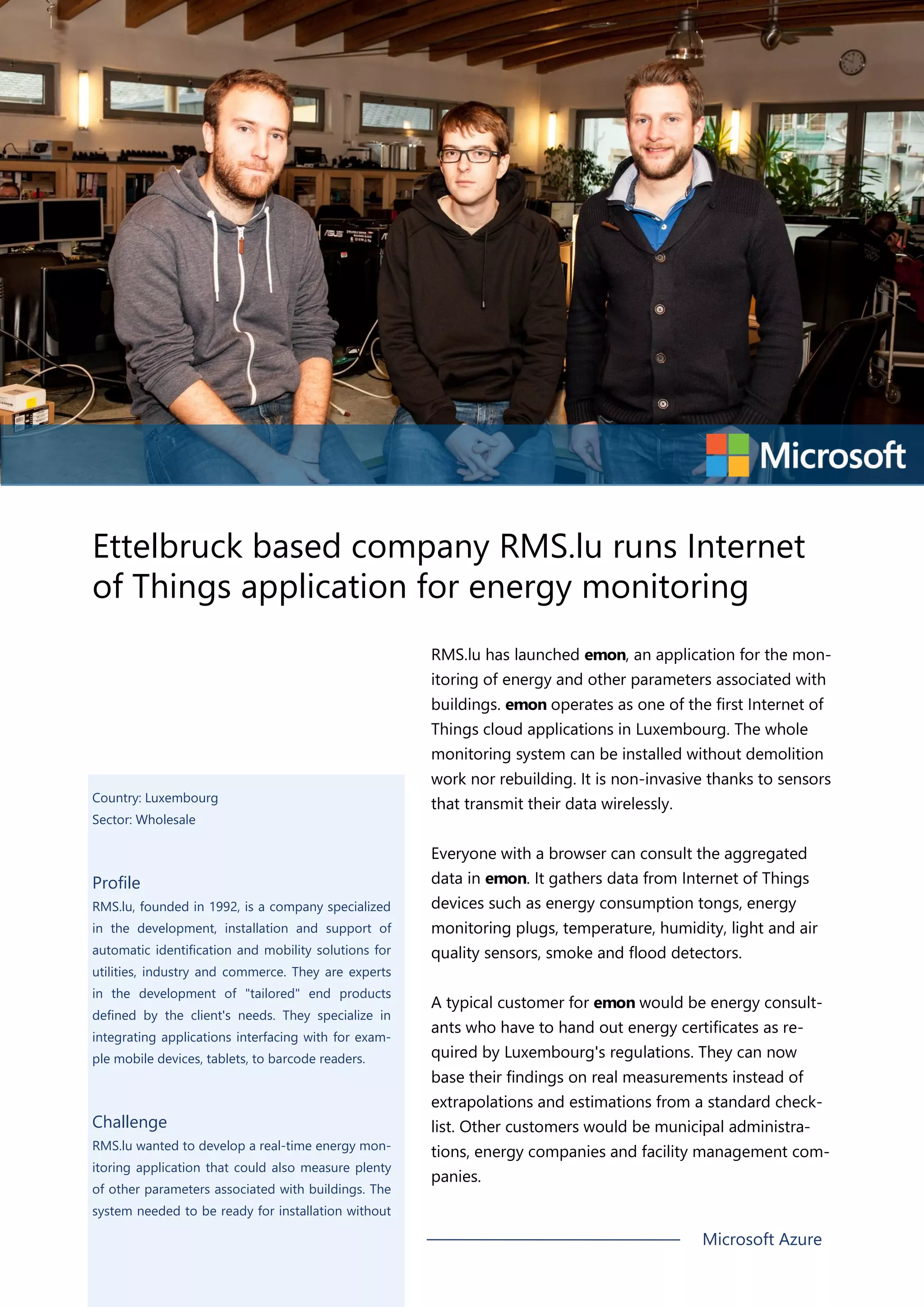 Rms.lu runs Internet of Things application for energy monitoring | PDF
