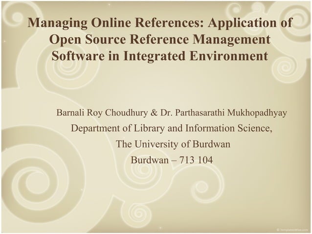 Managing Online References: Application of Open Source Reference ...