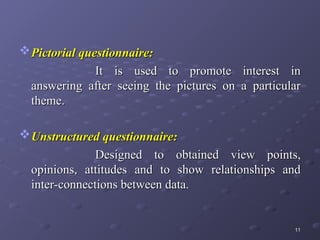 Data Collection survey instruments & methods of Questionnaire | PPT