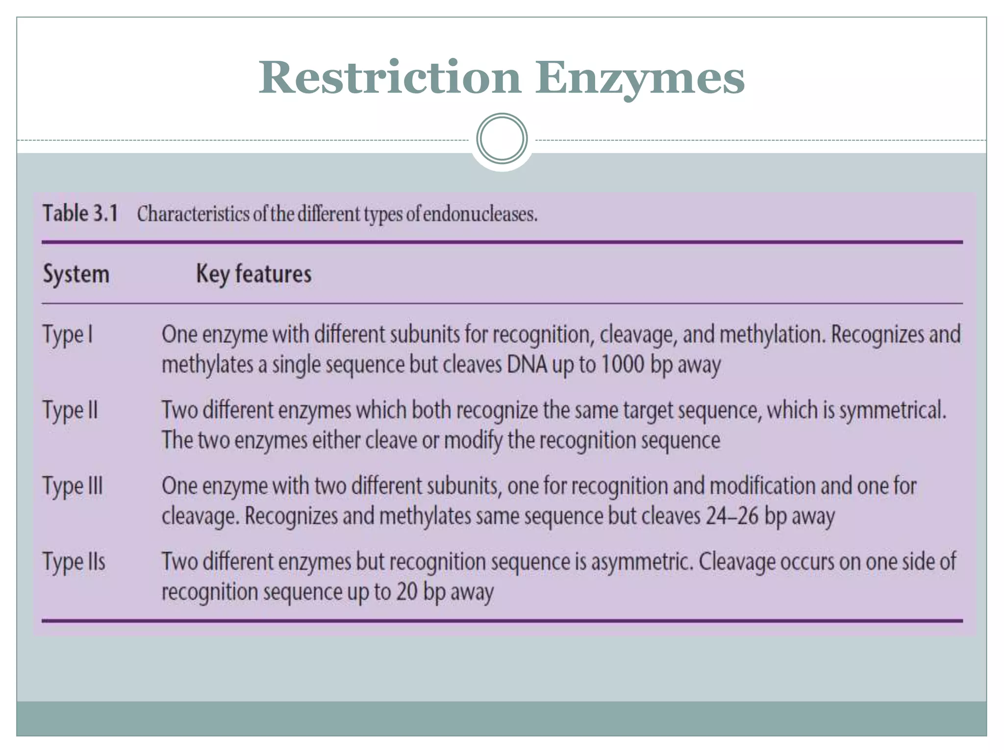 Restriction Modification System Types Of Restriction Enzymes Pptx