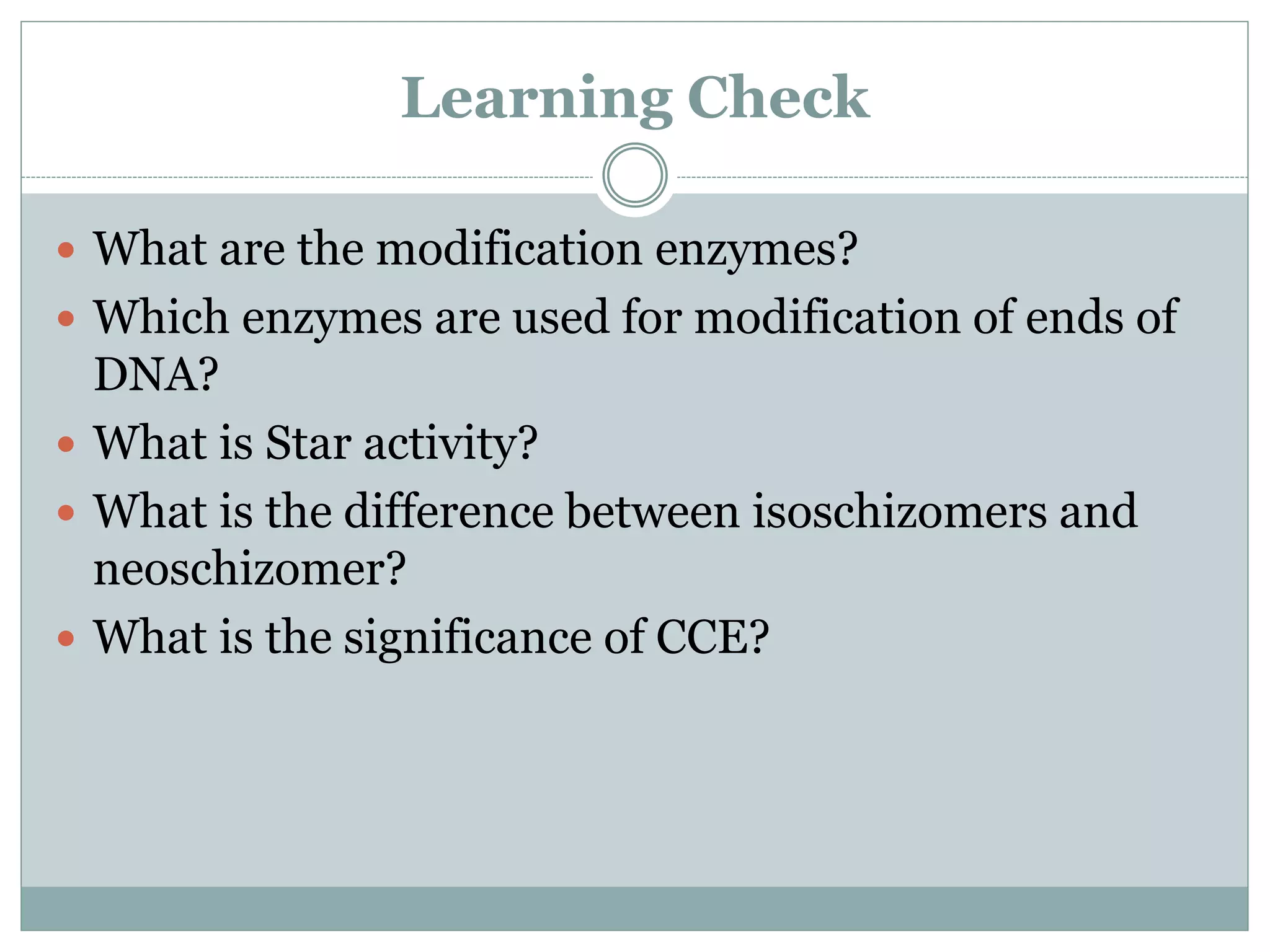 Restriction Modification System Types Of Restriction Enzymes Pptx