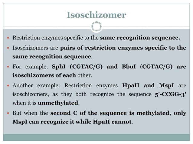 Restriction-Modification system, Types of Restriction enzymes | PPTX