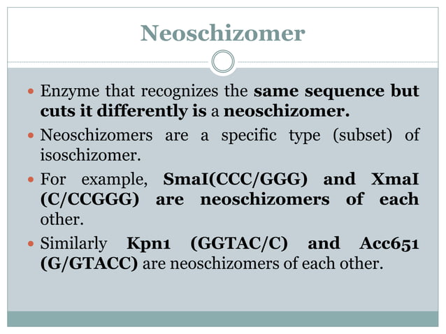 Restriction-Modification system, Types of Restriction enzymes | PPTX