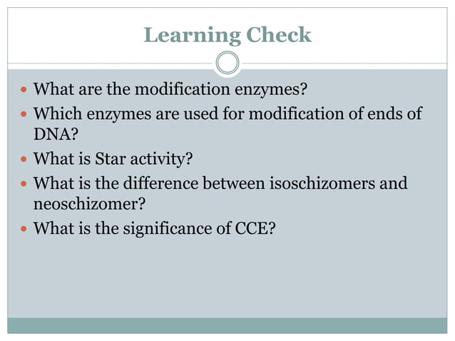 Restriction-Modification system, Types of Restriction enzymes | PPTX
