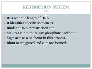 Restriction-Modification system, Types of Restriction enzymes | PPTX