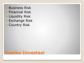 Pengertian, Fungsi & Tujuan Investasi (ppt ekonomi) | PPTX