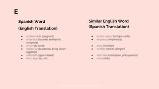 The big list of “False Friends” Spanish – English | PPT