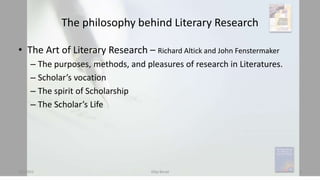 Vocation - Spirit of Scholarship and Scholar's Life | Richard Altick | PPT