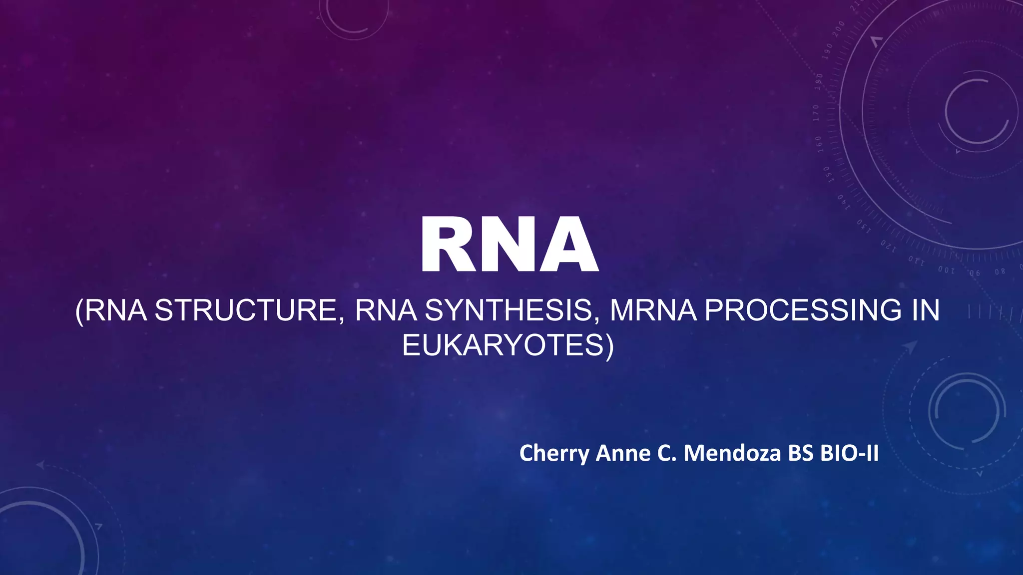 RNA (Structure, Synthesis and mRNA Processing) | PPTX