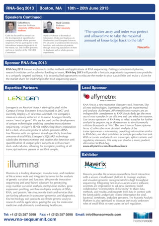RNA-Seq 2013 Brochure | PDF | Biotech and Biomedical Industry | Industries