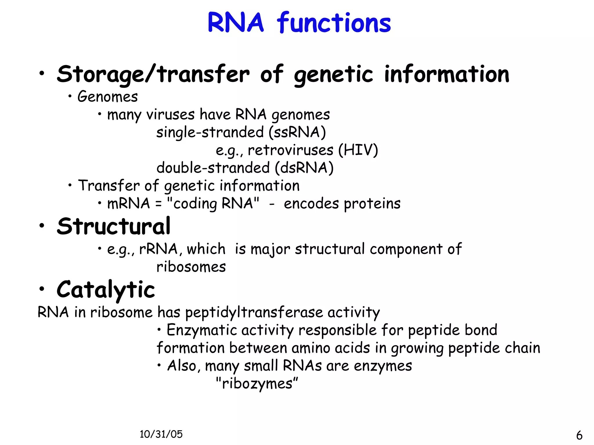 RNA- STRUCTURE AND FUNCTIONS | PPTX