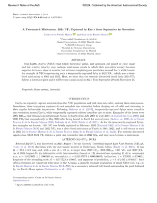 A Two-month Mini-moon: 2024 PT5 Captured by Earth from September to ...