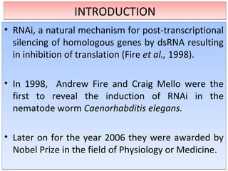RNA interference (RNAi):A therapeutic strategy for aquaculture | PPT