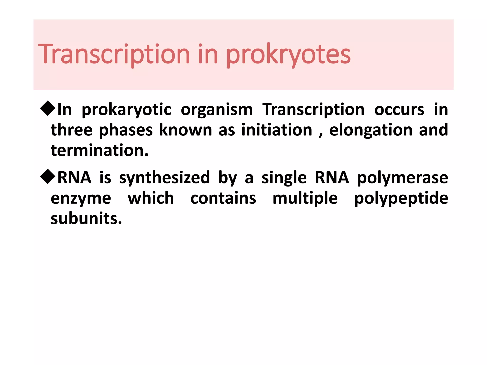 Rna polymerase & transcription in prokaryotes | PPTX