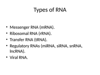 RNA and its types _presentation _bs _ level | PPTX