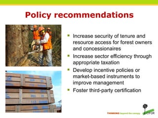 Sustainable forest management, biodiversity and carbon: The case for REDD+? | PPTX
