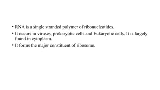 RNA STRUCTURE, FUNCTION AND TYPES. . pptx | PPTX