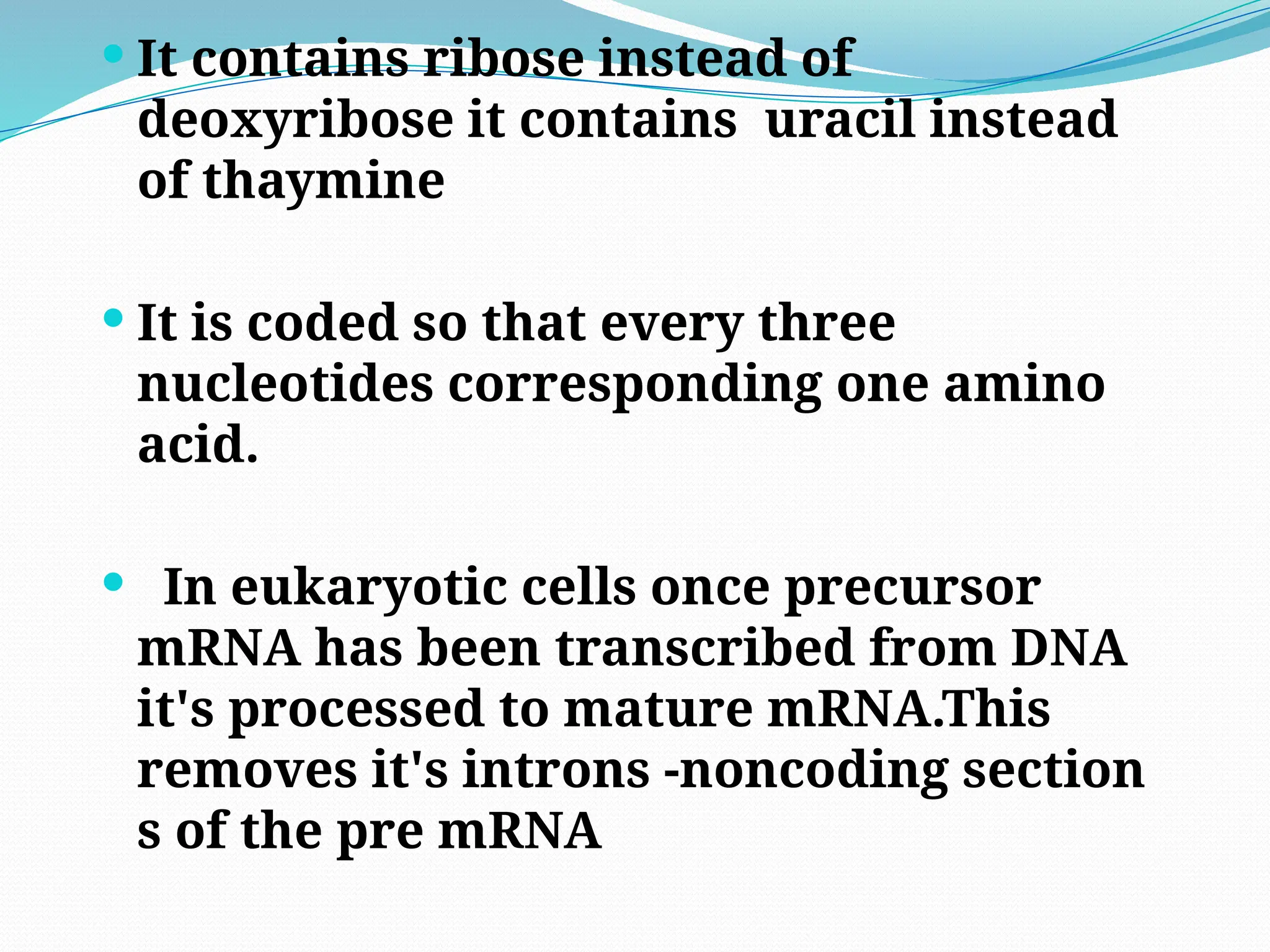 RNA types-structure and functions of mRNA,rRNA and tRNA. | PPTX
