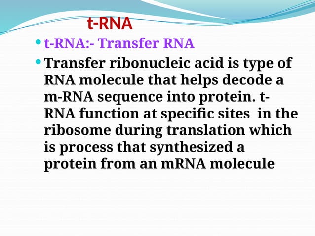 RNA types-structure and functions of mRNA,rRNA and tRNA. | PPTX ...