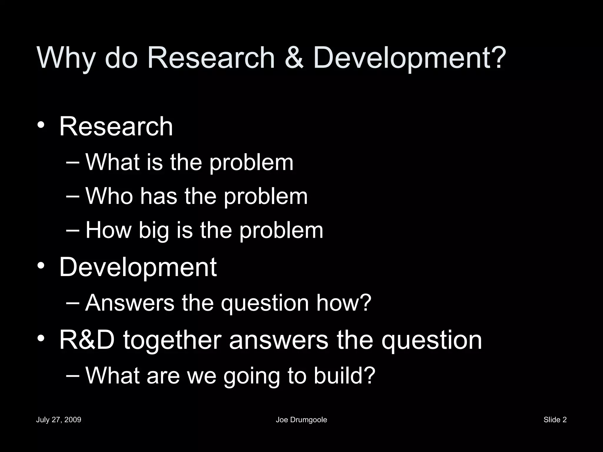 Setting up an R&D Organisation | PPT