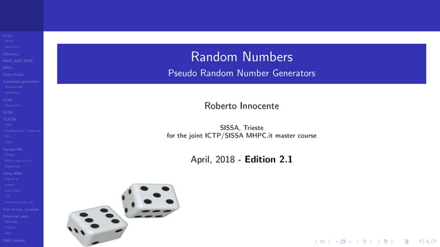 Random Number Generators 2018 | PPT
