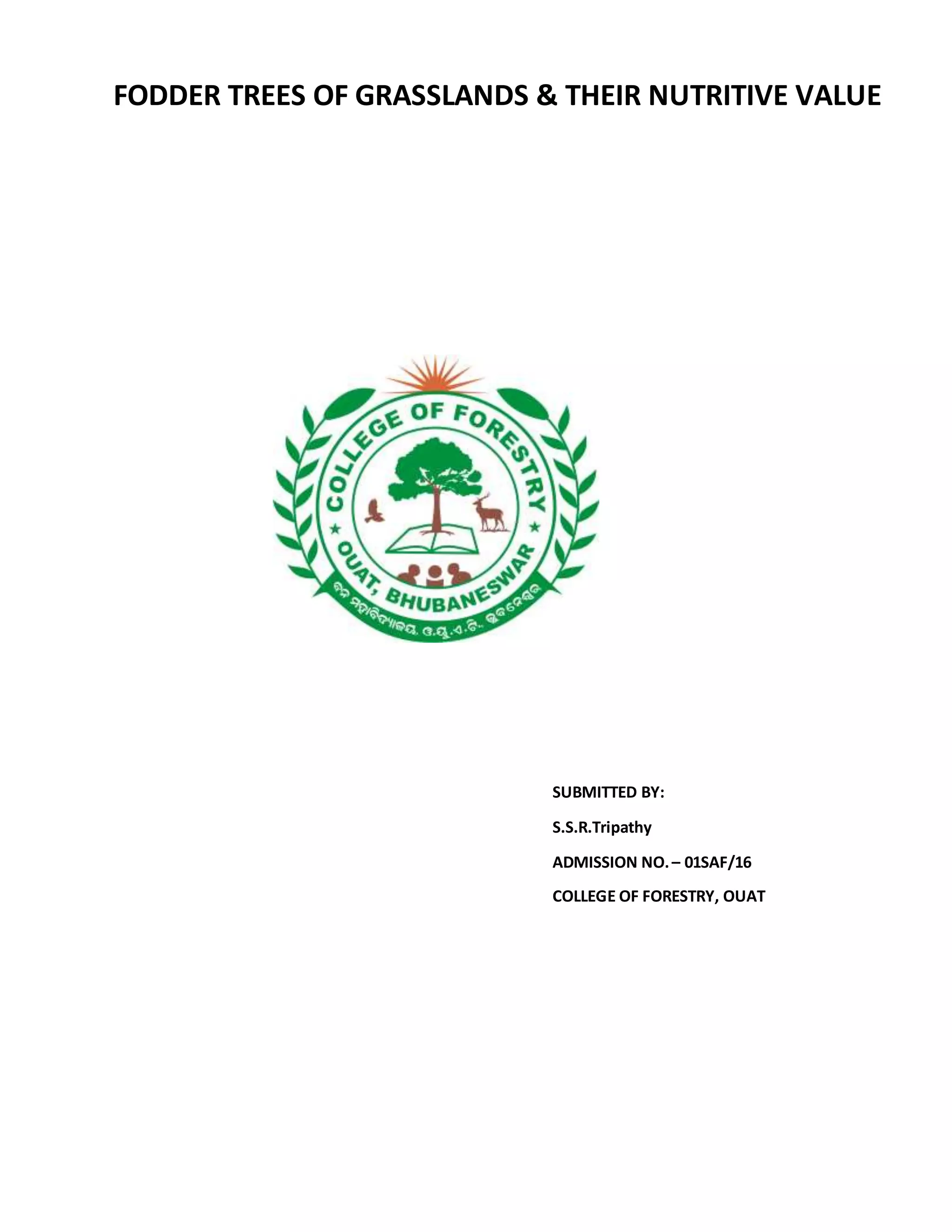 FODDER TREES OF GRASSLANDS & THEIR NUTRITIVE VALUE | DOCX