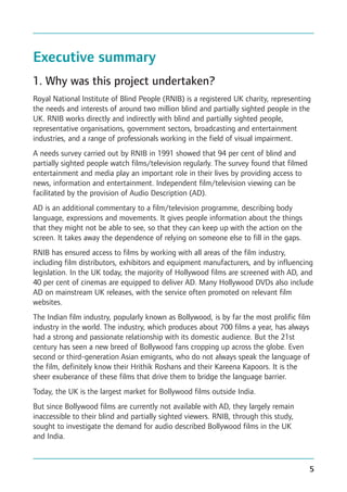 RNIB Bollywood Audio Description Report by Sonali Rai | PDF