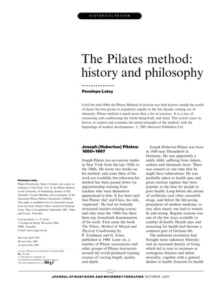 Pilate Method: History and philosophy | PDF