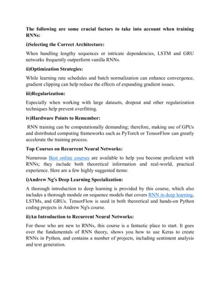 Recurrent Neural Network Courses for learners | PDF