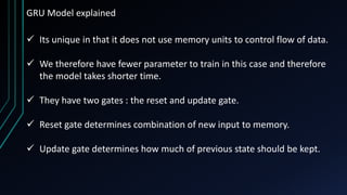 RNN ARCHITECTURES: LSTM and GRU WITH TENSORFLOW BACKEND | PPTX