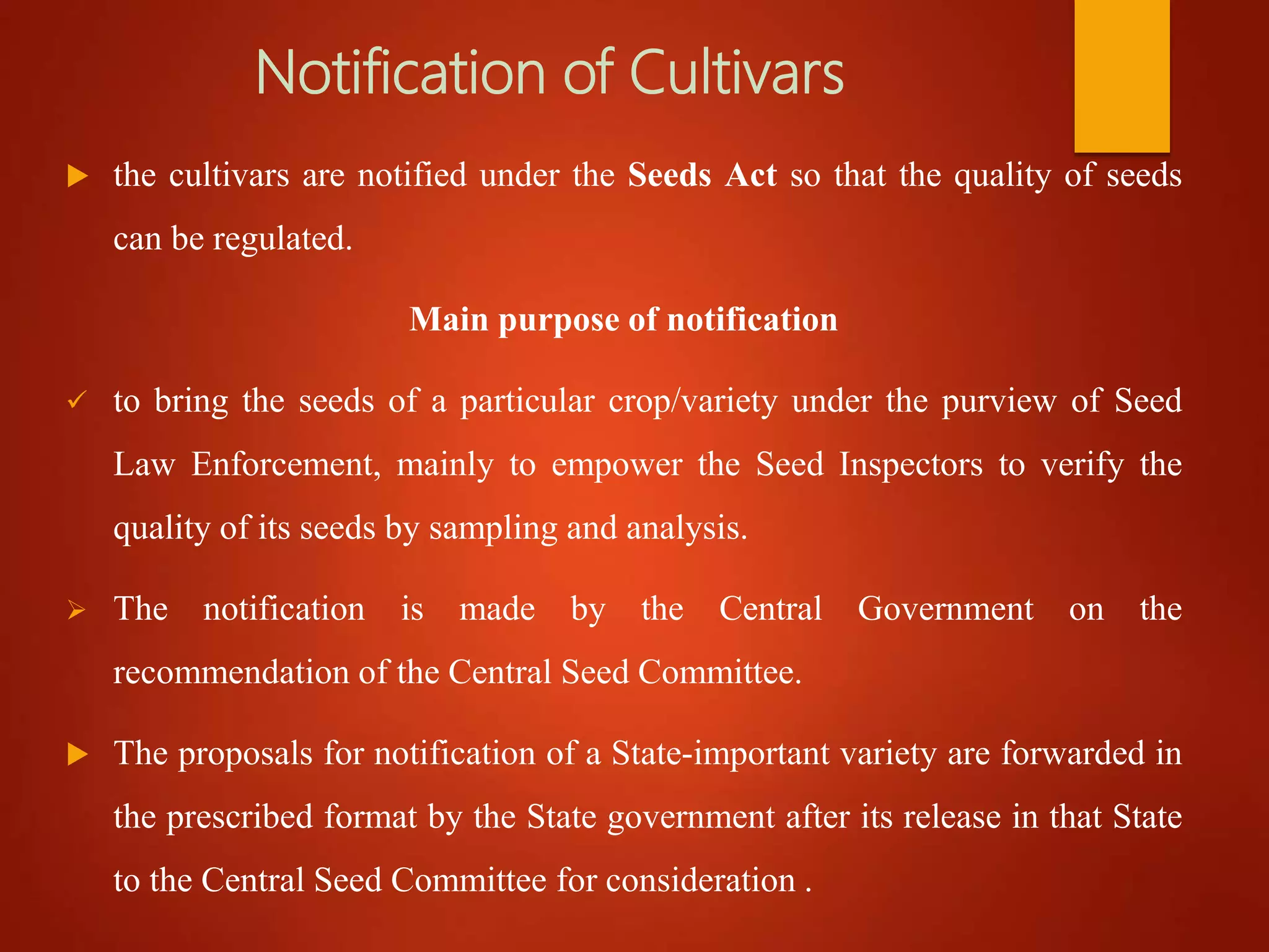 release and notification of variety in india | PPTX