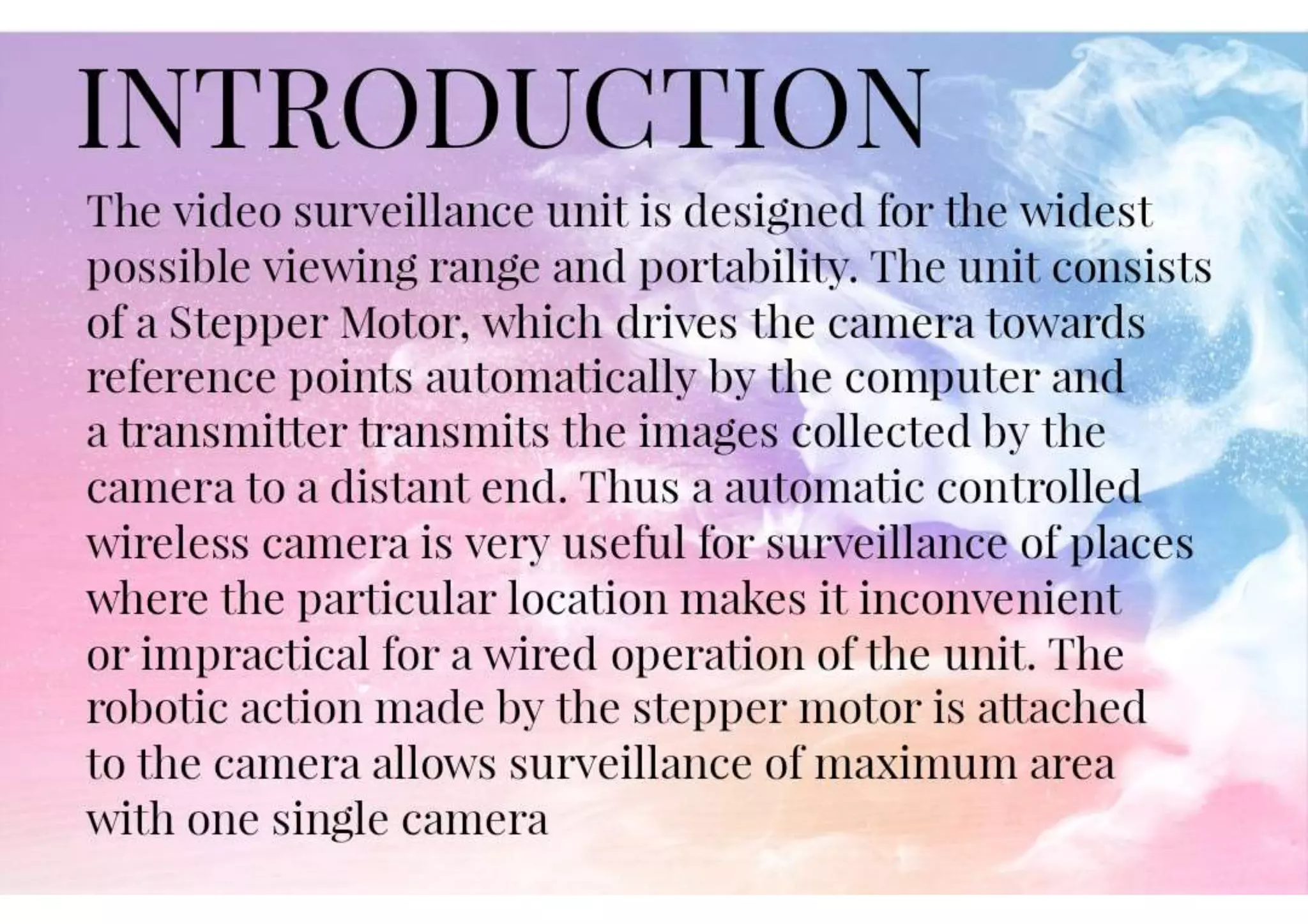 Intelligent wirless video camera | PPTX