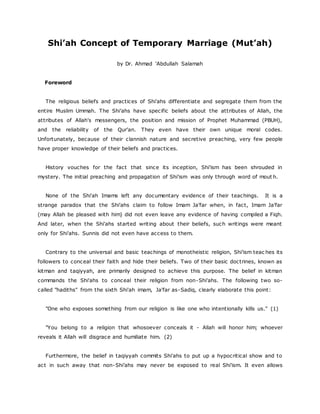 shi'ah concept of temporary marriage (mut'ah) | DOCX