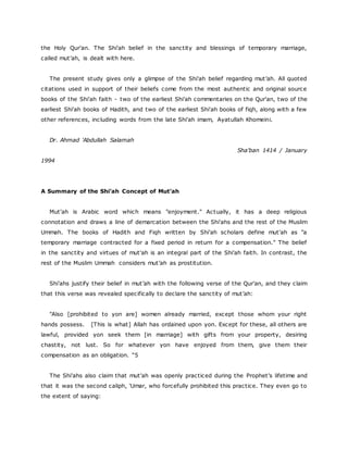 shi'ah concept of temporary marriage (mut'ah) | DOCX