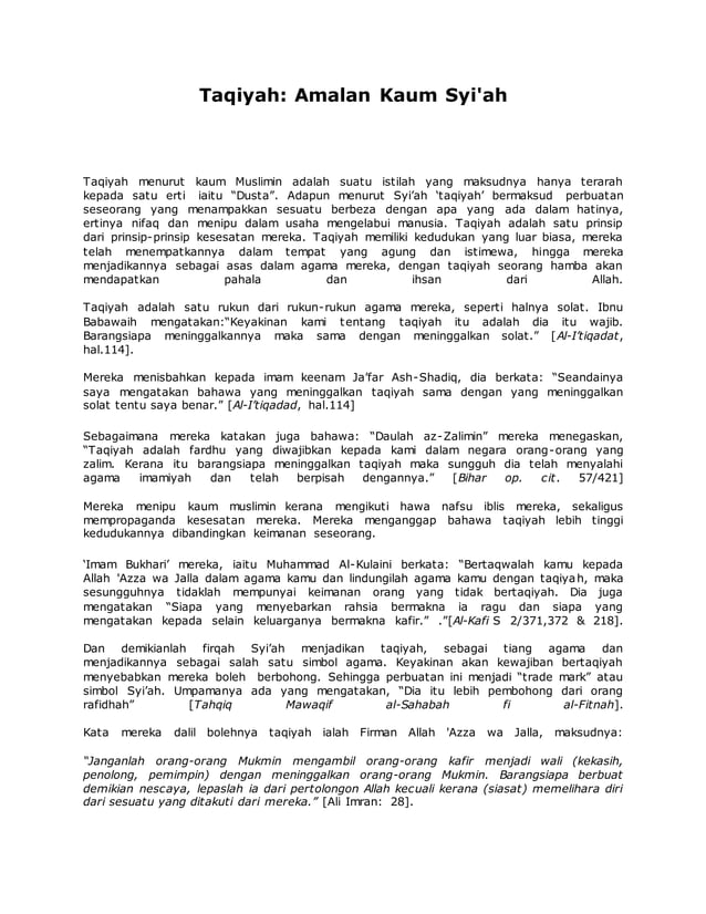 Taqiyah Syiah | PDF