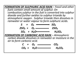 Acid Rain Formation Equation