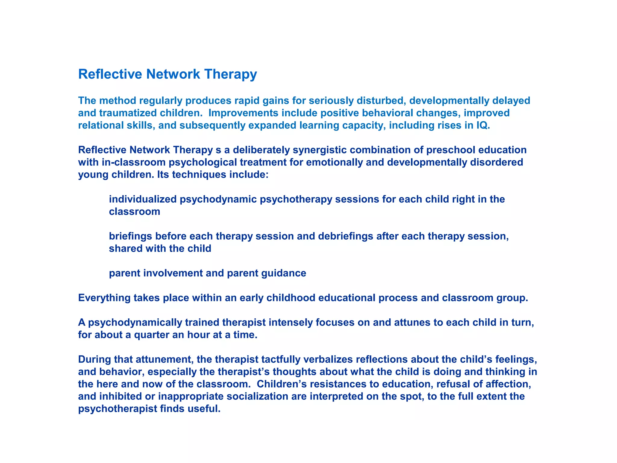 Reflective Network Therapy - a brief introduction how it works | PPT