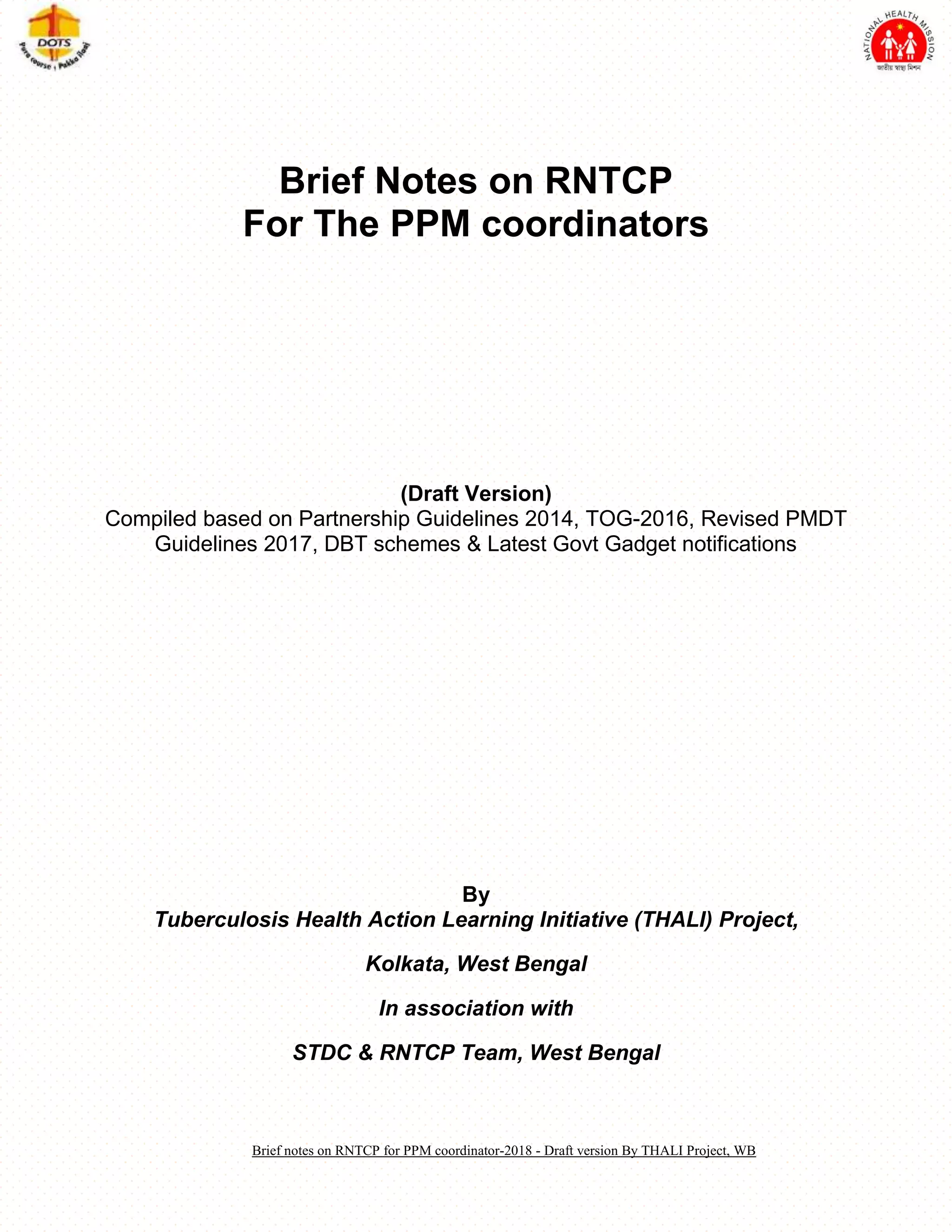 Rntcp brief note for ppm coordinators final draft 21 05 18 | PDF